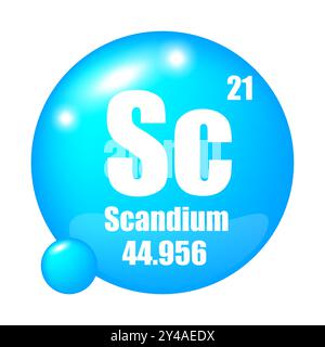 Scandium element symbol. Sc abbreviation. Atomic number 21. Atomic mass ...
