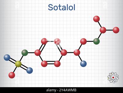Sotalol drug molecule. Used to treat and prevent abnormal heart rhythms ...