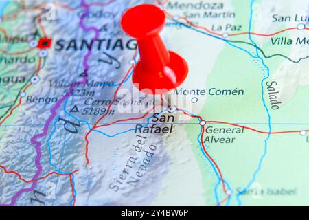 San Rafael, Argentina pin on map Stock Photo - Alamy