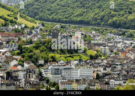 view on klopp castle in bingen from niederwald monument near ruedesheim ...
