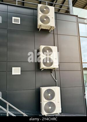 Industrial cooling system installed on the exterior of a steel-framed ...