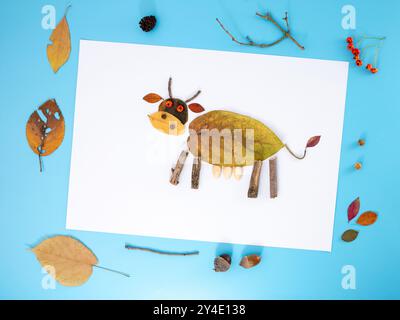 A top view of an artistic and imaginative autumn decoration with ...