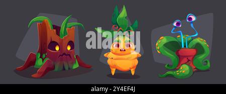 Fantasy background. Scary monster flowers with mouth exact vector ...