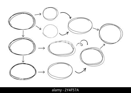 Mind map, flowchart, tree chart with three elements template, mind map ...