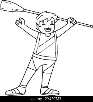 Rowing Oarsman Isolated Coloring Page for Kids Stock Vector Image & Art ...