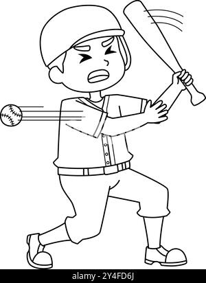 Baseball Player Strike Out Coloring Page for Kids Stock Vector Image ...