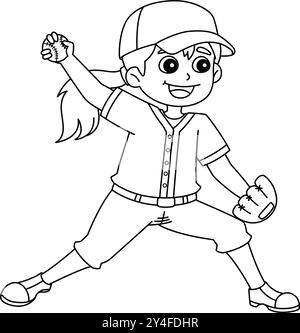 Baseball Pitcher Isolated Coloring Page for Kids Stock Vector Image ...