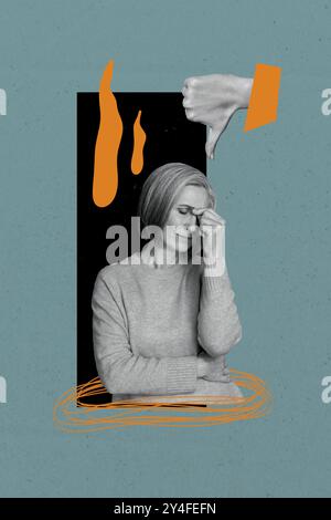 Creative collage image mental illness woman shocked stupor emotional ...