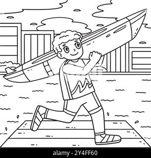 Rowing Oarsman Carrying Oars Coloring Page Stock Vector Image & Art - Alamy
