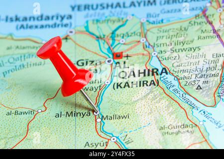 al Minya, Egypt pin on map Stock Photo - Alamy
