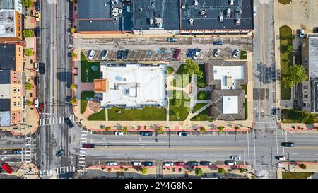 Aerial View of Defiance County Courthouse in Charming Ohio Town Square ...