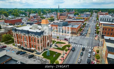 Aerial View of Historic Defiance Courthouse and Downtown Cityscape ...