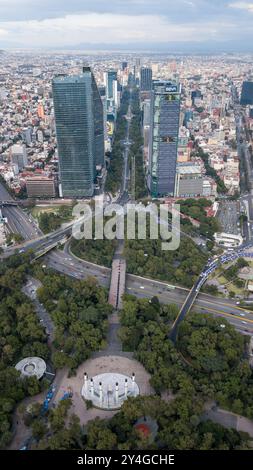 Aerial view of Chapultepec Castle and Paseo de la Reforma Avenue in ...