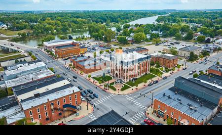 Aerial View of Historic Defiance Courthouse and Downtown Cityscape ...