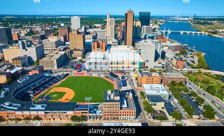 Aerial View of Toledo Downtown with Fifth Third Field and River Scene ...