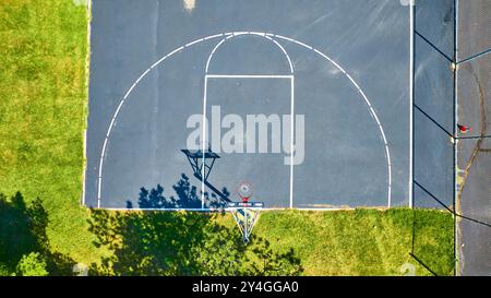 hoop of an outdoor basketball court, aerial drone top view Stock Photo ...
