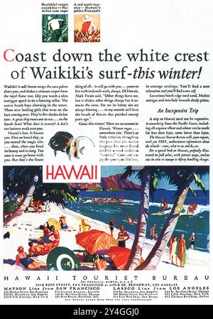 Hawaii Tourist Bureau American advertisement 1940s Stock Photo - Alamy