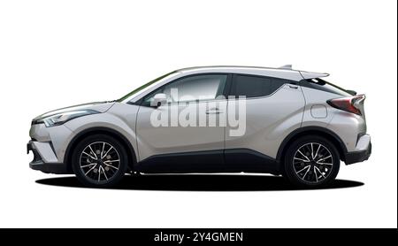 Side view of elegant white SUV sports car is isolated on white ...