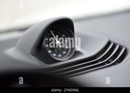 Dashboard stopwatch in sport car. Interior detail Stock Photo - Alamy