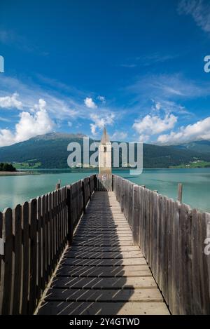 View of Lake Resia - Italy where you can admire the famous bell tower ...