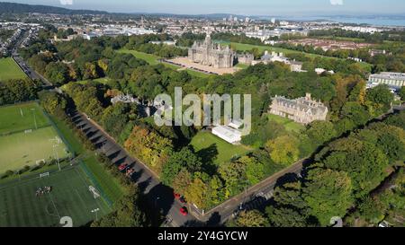 Aerial view of Fettes College, Craigleith area, Edinburgh, Scotland ...