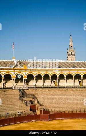 The Maestranza bullring showcases its iconic architecture under a clear ...