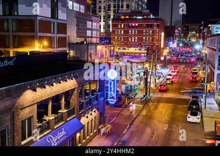 Neon Nightlife Buzz on Broadway Nashville Eye-Level View Stock Photo ...