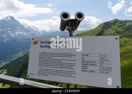 Bachlagerwasserfall waterfall seen from the Grindelwald First Cliff ...