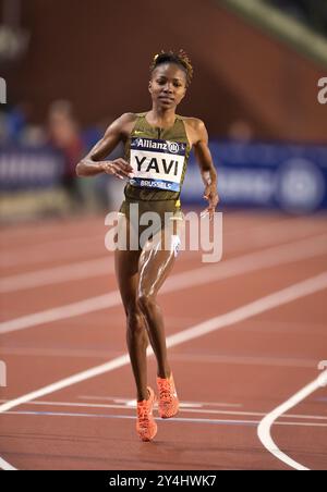 Winfred Yavi of Bahrain competing in the women’s 3000m steeplechase ...