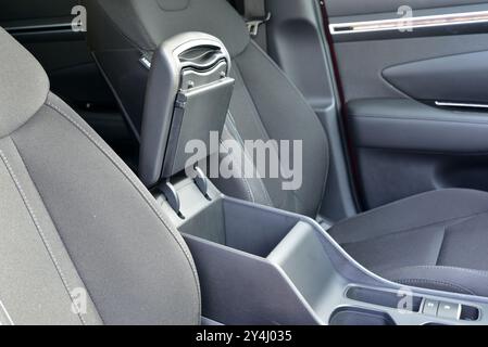 Open glove compartment box inside modern car. Open storage box between ...