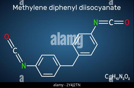 Methylene diphenyl diisocyanate, Structural chemical formula, molecule ...