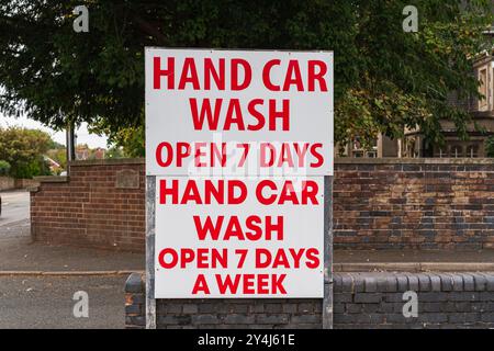 Sign for a Hand Car Wash in the UK Stock Photo - Alamy
