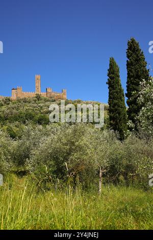 The Castle of Montecchio Vespone is a walled, castle with turrets and ...