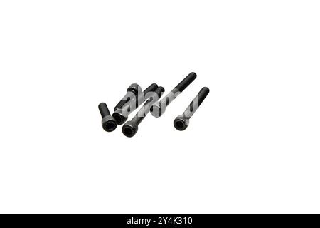 Black bolts for the tool hex. Modern fastening elements. Isolate on a ...