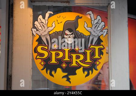 The Spirit Halloween logo is seen on the entrance door of a former Best ...