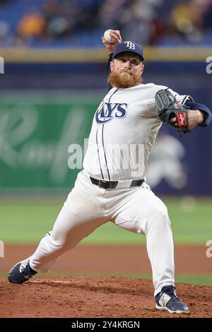 Tampa Bay Rays pitcher Drew Rasmussen delivers to the Los Angeles ...