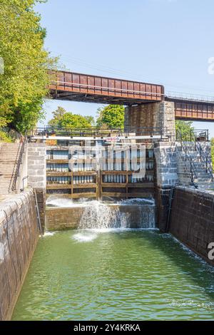 At Kingston Mills Lockstation, the Cataraqui River descends from ...