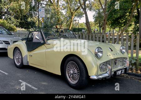 Triumph TR3 1959 English classic sport car in yellow. England UK Stock ...