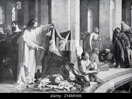 Illustration of Jesus Christ Healing the Paralysed Man at the Pool of ...