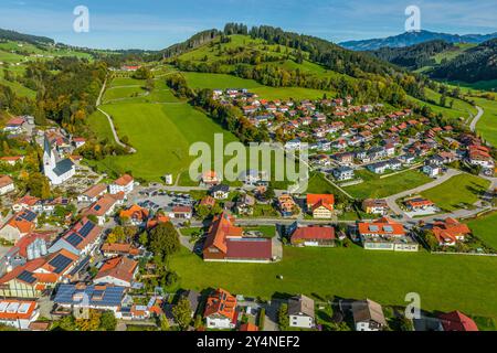 Aerial view of Missen in the Swabian Upper Allgaeu in October Stock ...