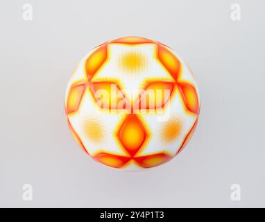 A modern generic moulded soccer football with a color pattern and ...