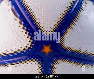 A closeup section of a modern generic moulded soccer football with a ...