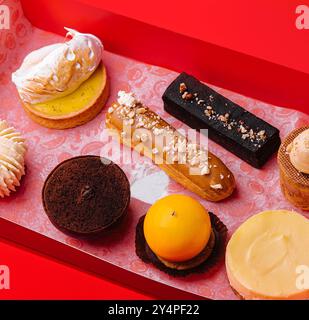 Different french pastries in a christmas box Stock Photo - Alamy