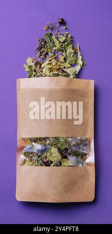 Paper bag with scattered dried tea Stock Photo - Alamy