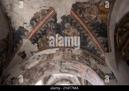 Interior, Romanesque frescoes, Old Parish Church of the Assumption of ...