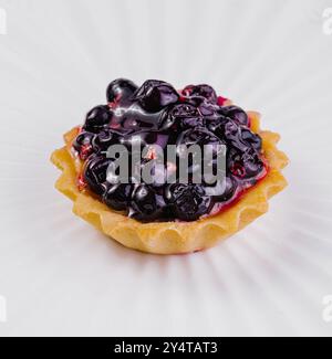 Freshly baked blueberry tart on a blue porcelain plate Stock Photo - Alamy