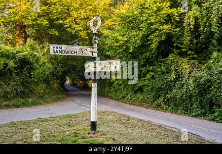 The classic 'Ham / Sandwich' road sign in Kent. UK Stock Photo - Alamy