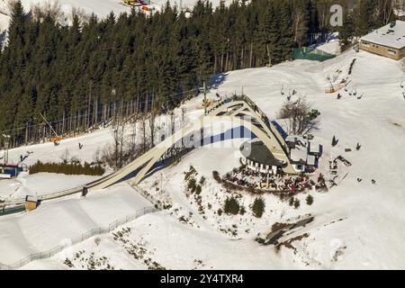 Aerial view, looking at Winterberg from the east, old town of ...