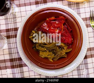 Festive and everyday vegetable dish of Catalan cuisine is escalibada ...