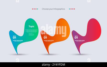 3 red Options of infographic templates design. Three red infographics ...